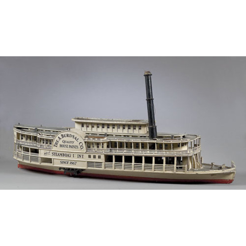 Folk Art Advertising Side Wheel Steamship Model, - auctions & price archive