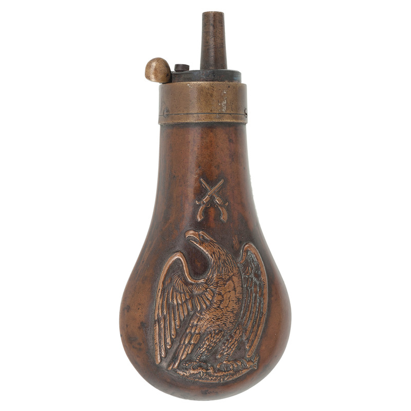 Rare Eagle Powder Flask With Crossed Pistols - auctions & price archive