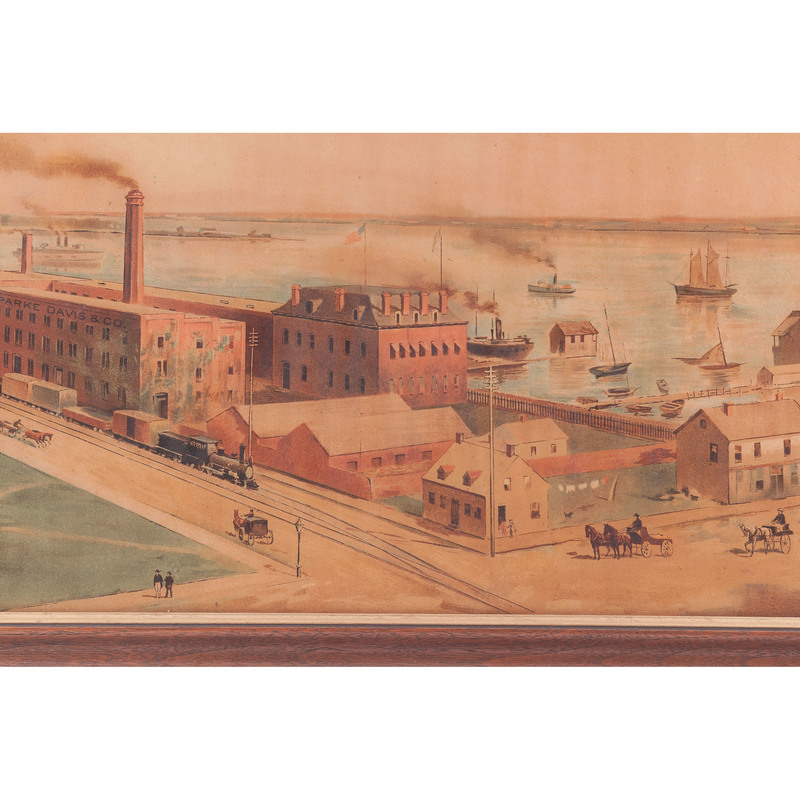 Bird's Eye View of Detroit Factory Parke Davis & Co. Lithograph ...