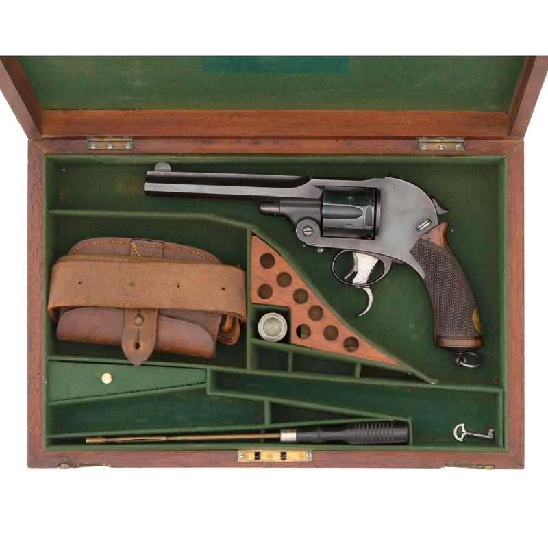 Rare Factory Cased Schlund Kynoch .476 Revolver with Holster And Wire ...
