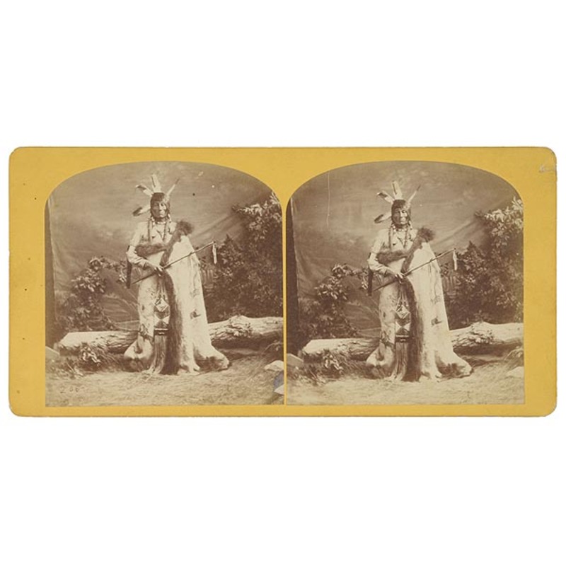 J.H. Hamilton Stereoview of Flees from Iron (Maza Wanapa), Called Iron ...