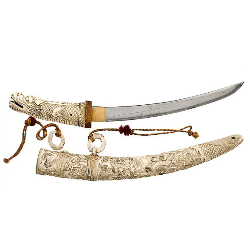 Japanese Carved Ivory Temple Sword and Scabbard, - auctions & price archive