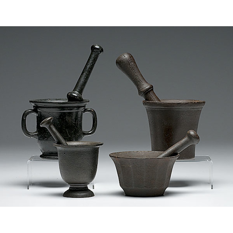 Four Cast Iron Mortars and Pestles, - auctions & price archive